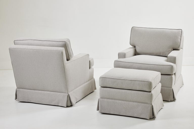 Pair of Seniah Chairs with an Ottoman by Billy Haines Inc at 1stDibs
