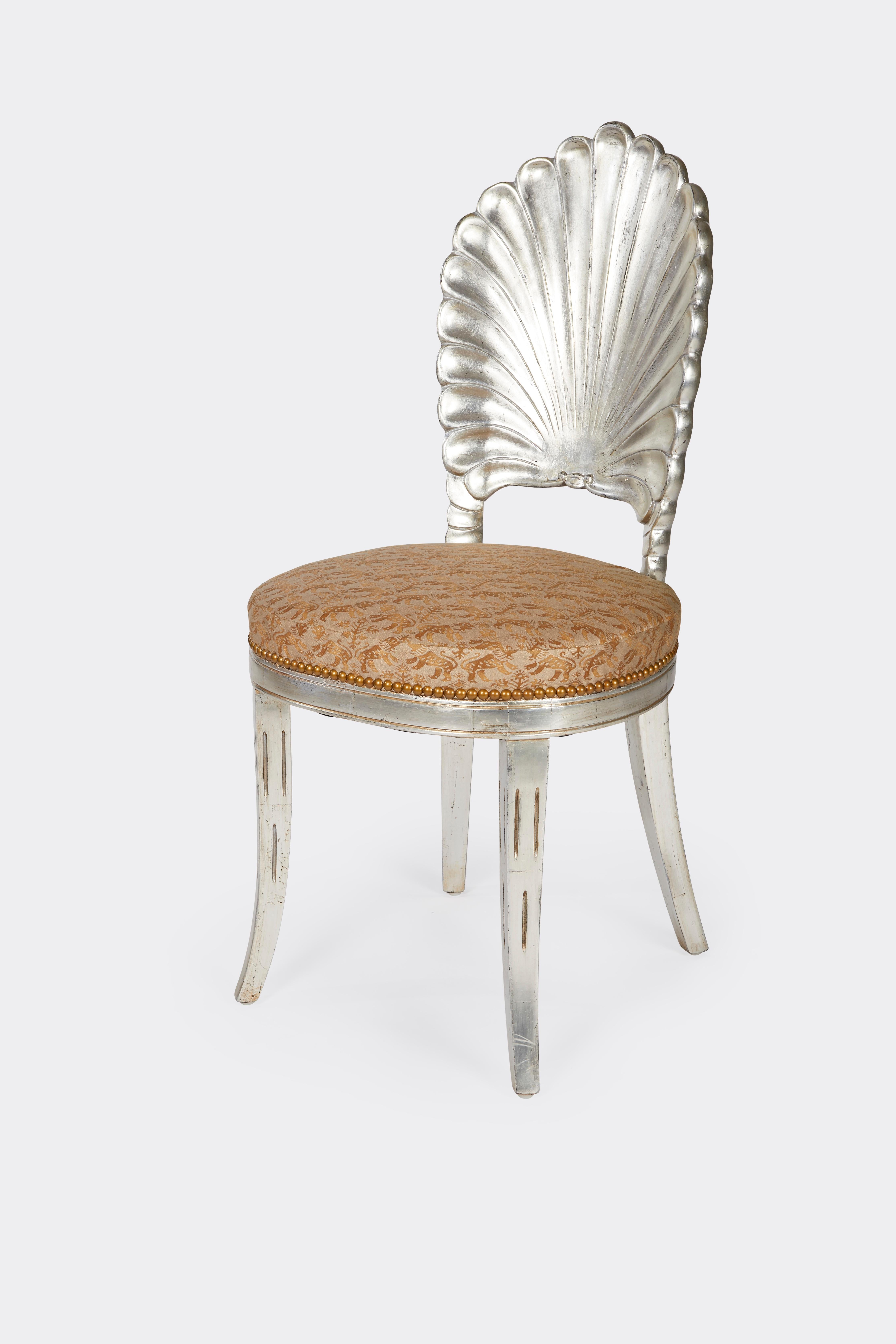 Pair of Serge Roche Style Gilt Shellback Chair at 1stDibs