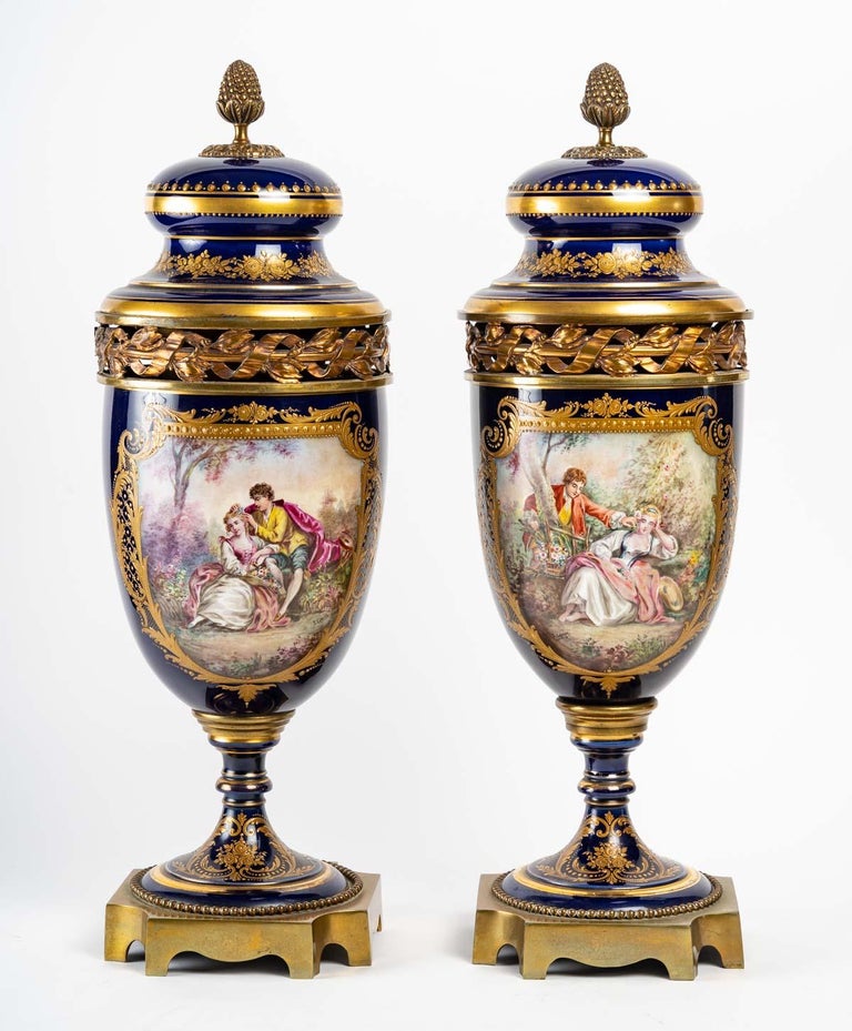 Pair of Sèvres Porcelain Covered Vases at 1stDibs