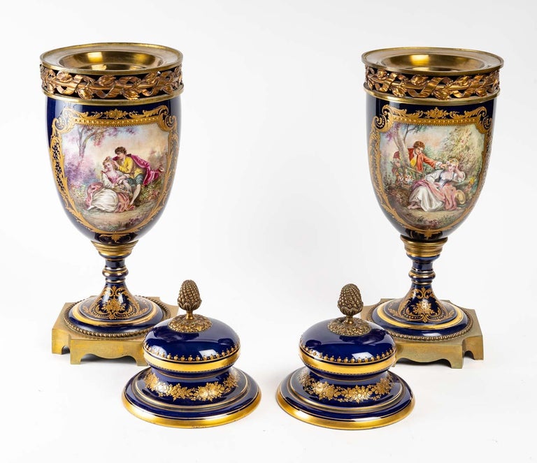 Pair of Sèvres Porcelain Covered Vases at 1stDibs