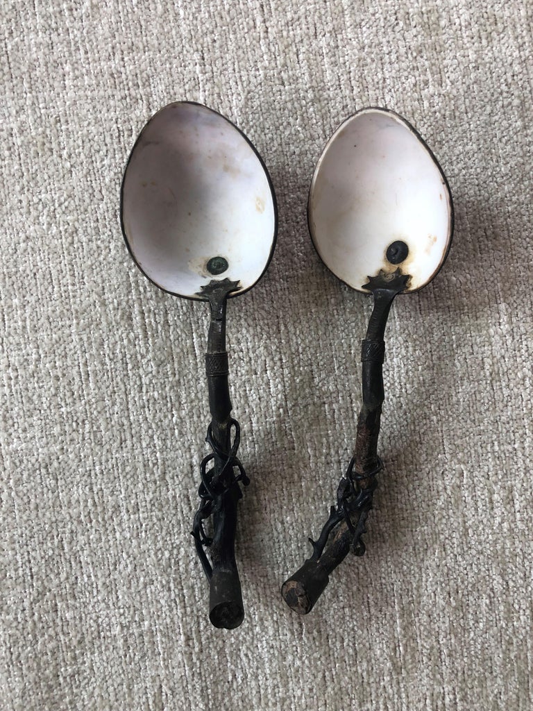 Pair of Shell and Twisted Root Japanese Spoons Early 19th C For Sale at ...