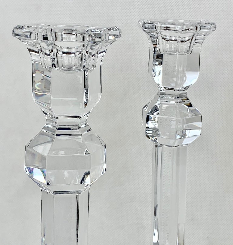 A Pair of Signed Val St. Lambert Crystal Candlesticks-Galatée Pattern ...