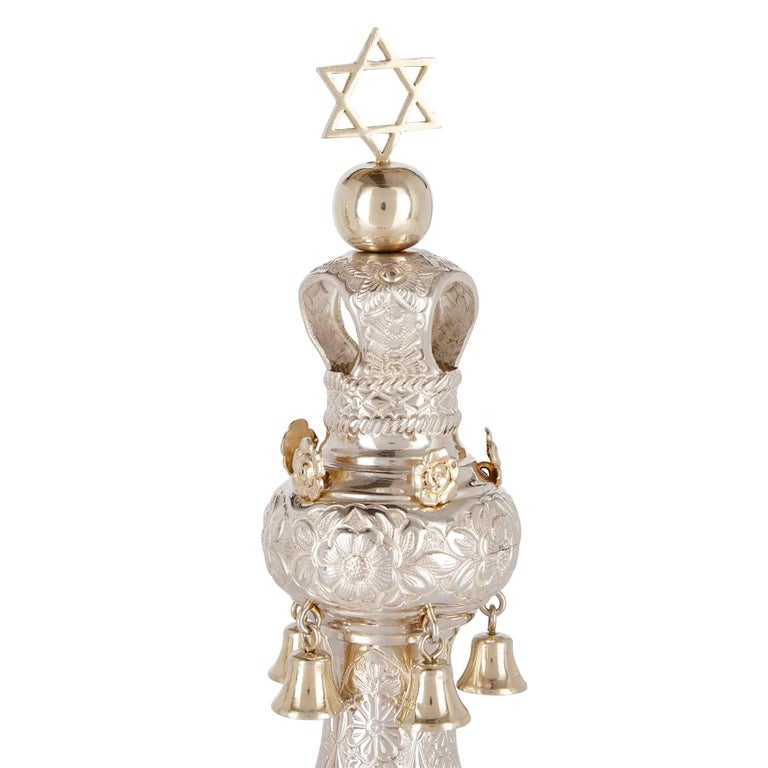 Pair of Silver Gilt Torah Finials or Rimonim by Moses Salkind, London ...