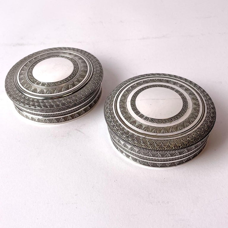 Pair of Silver Plated Boxes in Empire Style For Sale at 1stDibs