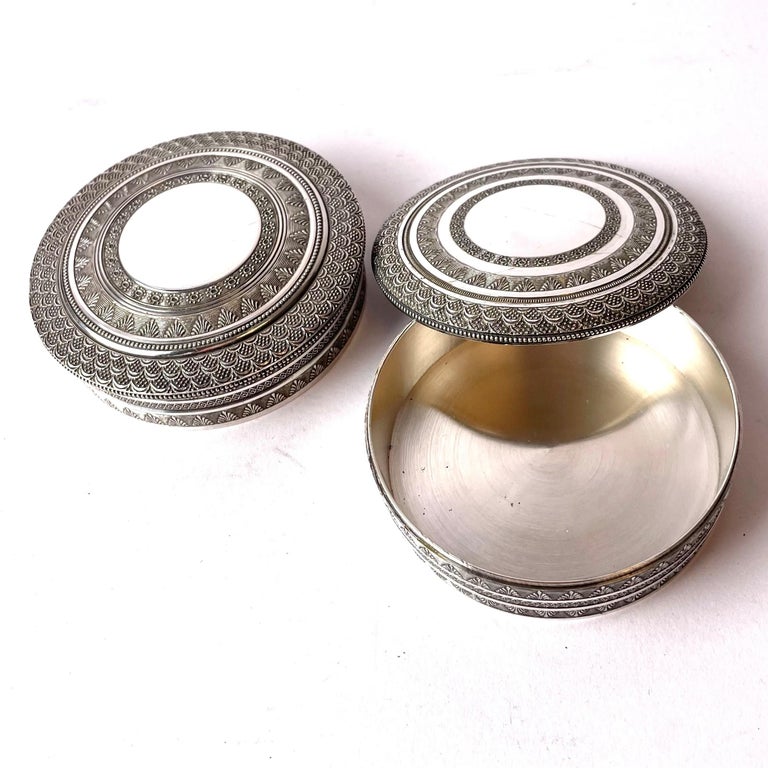 Pair of Silver Plated Boxes in Empire Style For Sale at 1stDibs