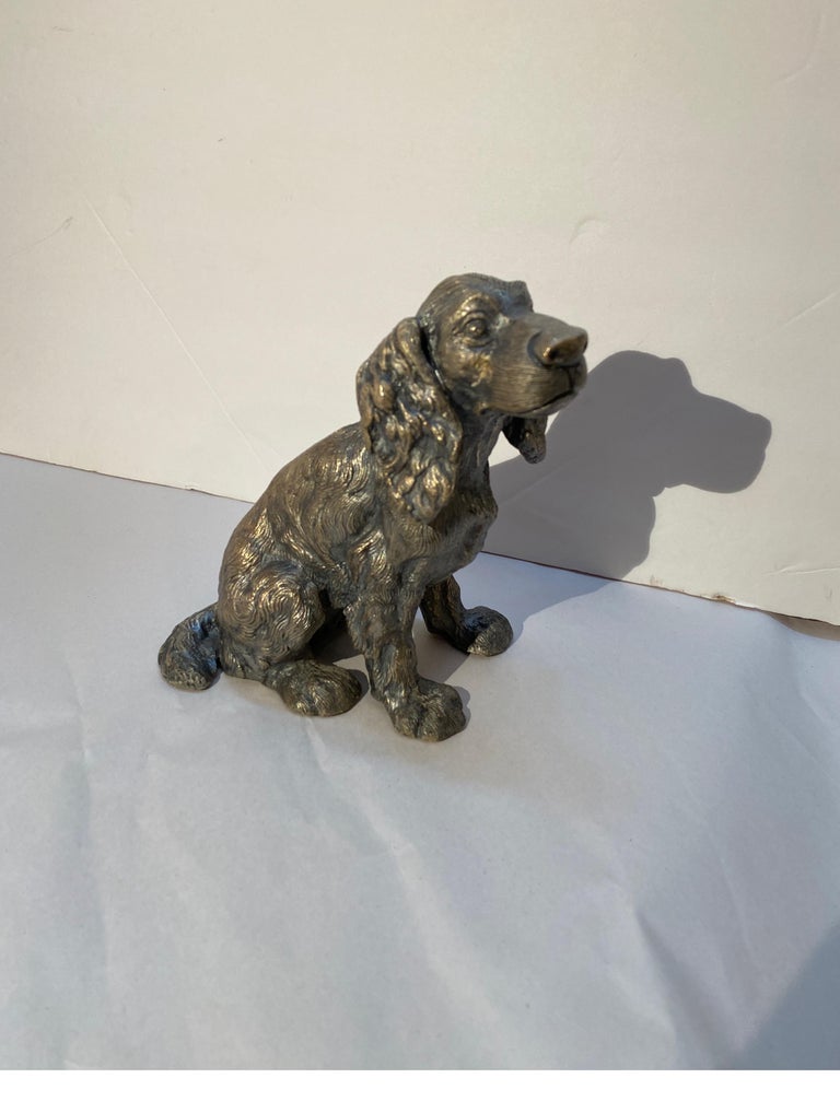 Pair of Silvered Bronze Spaniels For Sale at 1stDibs