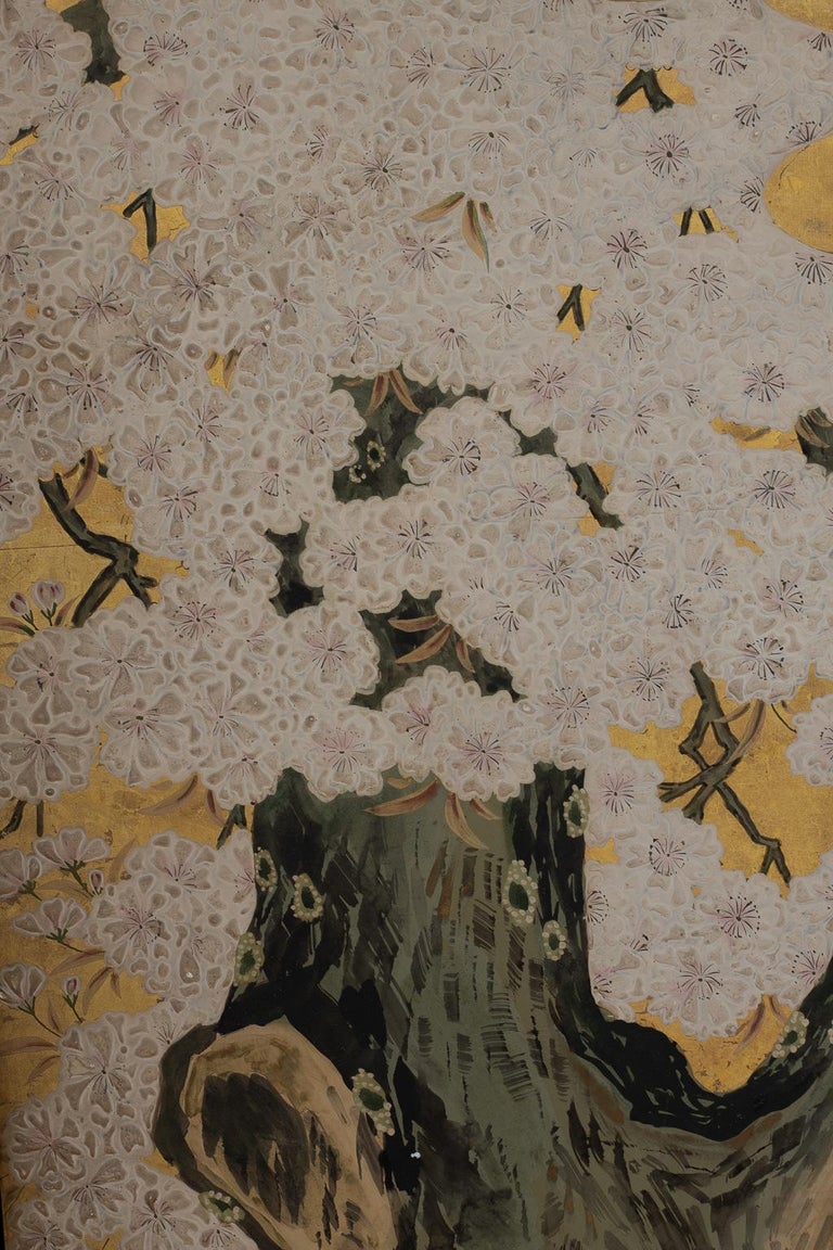 Pair of Six-Fold Japanese Screens Attribtuted to Kano Sansetsu, 1590 ...