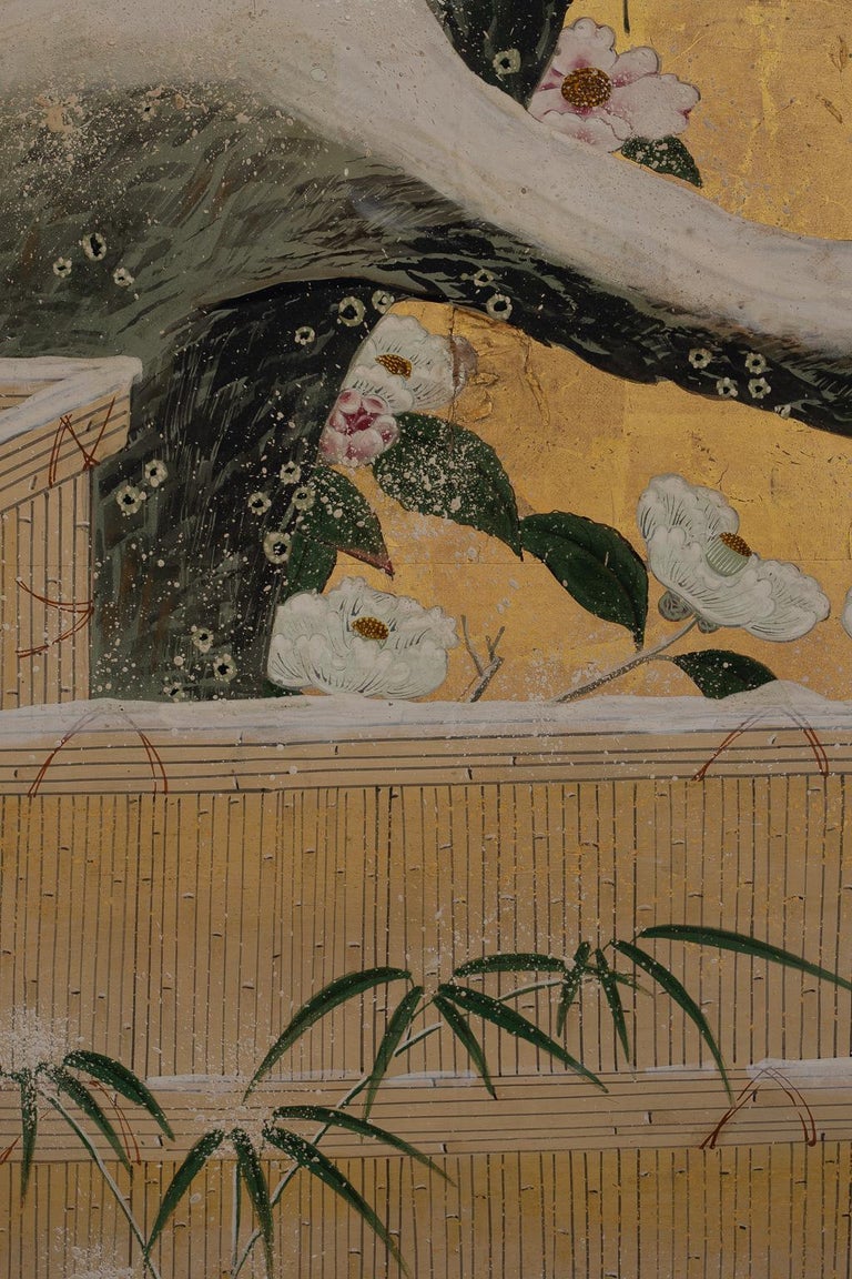 Pair of Six-Fold Japanese Screens Attribtuted to Kano Sansetsu, 1590-1651 at 1stDibs