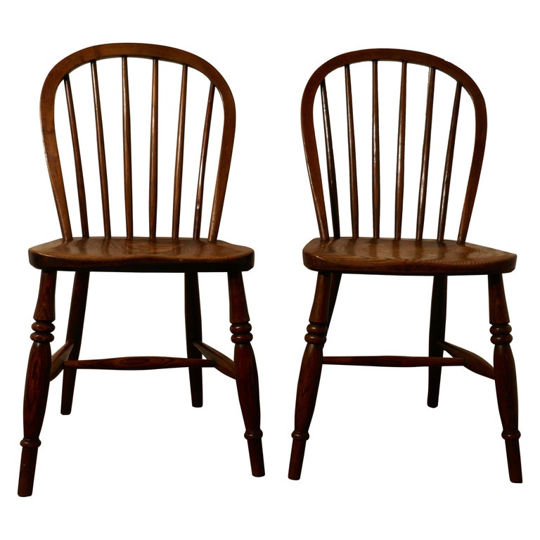 Pair of Solid Ash Windsor Hoop Back Chairs at 1stDibs