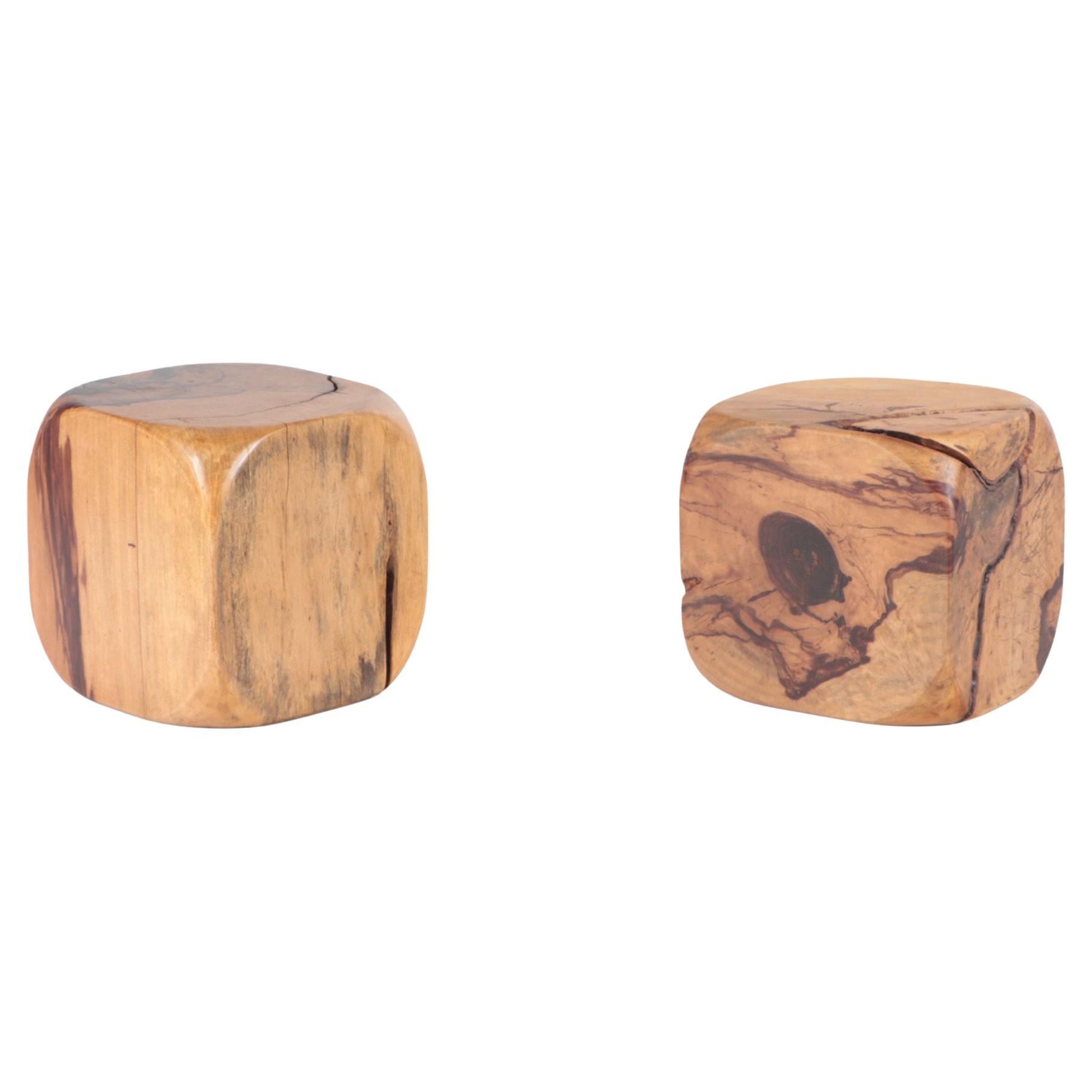 Pair of Solid Cube Pedestals Stools 21st Century For Sale at 1stDibs
