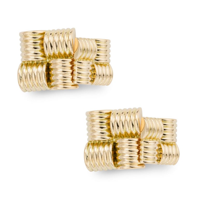 Pair of Square Gold Cufflinks For Sale at 1stDibs
