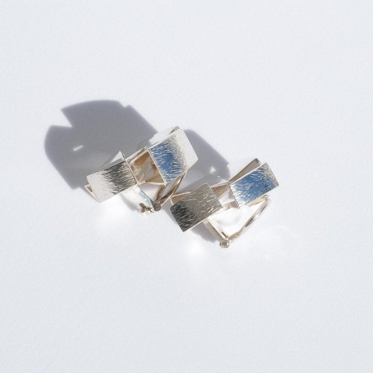 Pair of Swedish Silver Earrings Made in the 1980s For Sale at 1stDibs