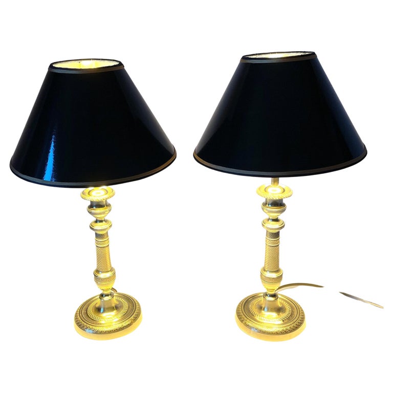 Pair of Table Lamps, Originally Empire Candlesticks at 1stDibs