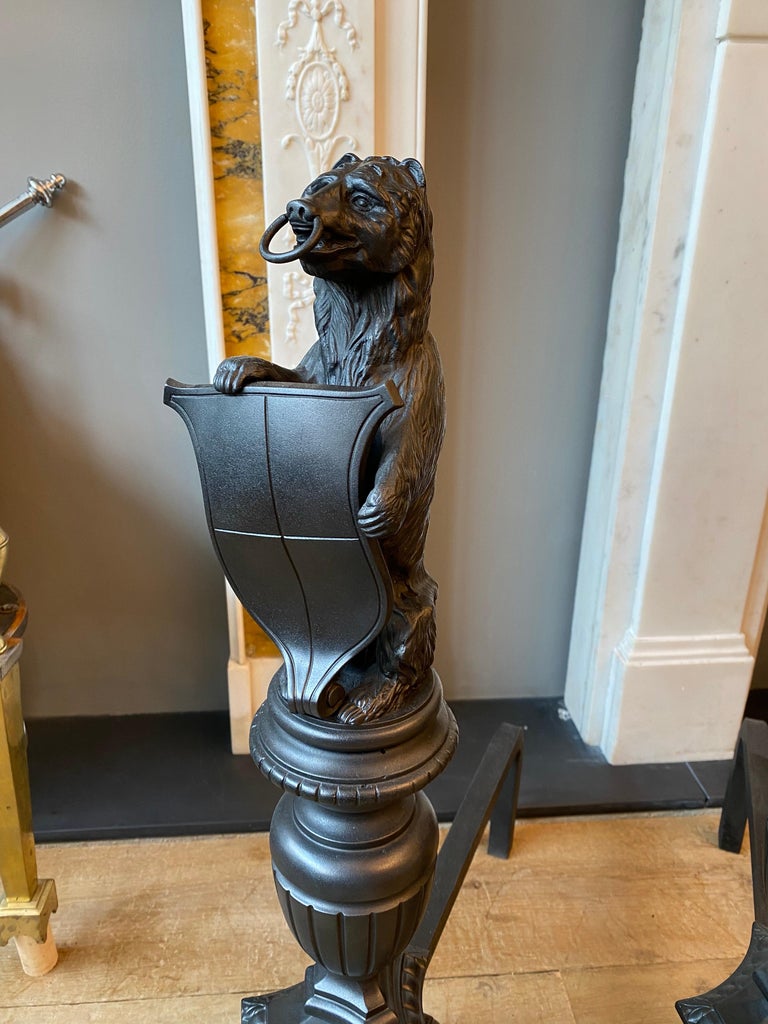 Pair of Tall Antique Cast Iron Fire Dogs For Sale at 1stDibs