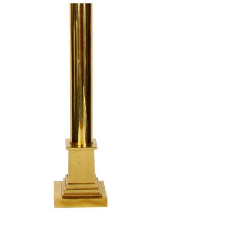 A Pair of Tall Brass Column Lamps at 1stDibs