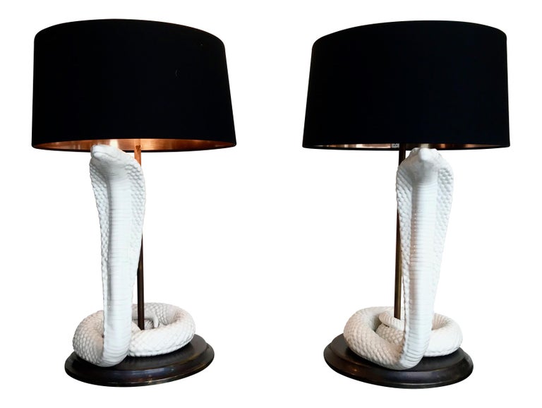 Pair of Tommaso Barbi Ceramic Cobra Lamps For Sale at 1stDibs