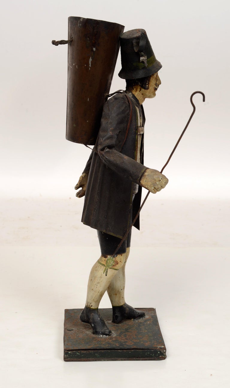 Pair of Tyrolean, Polychrome Painted Tole Figures, with Original Paint ...