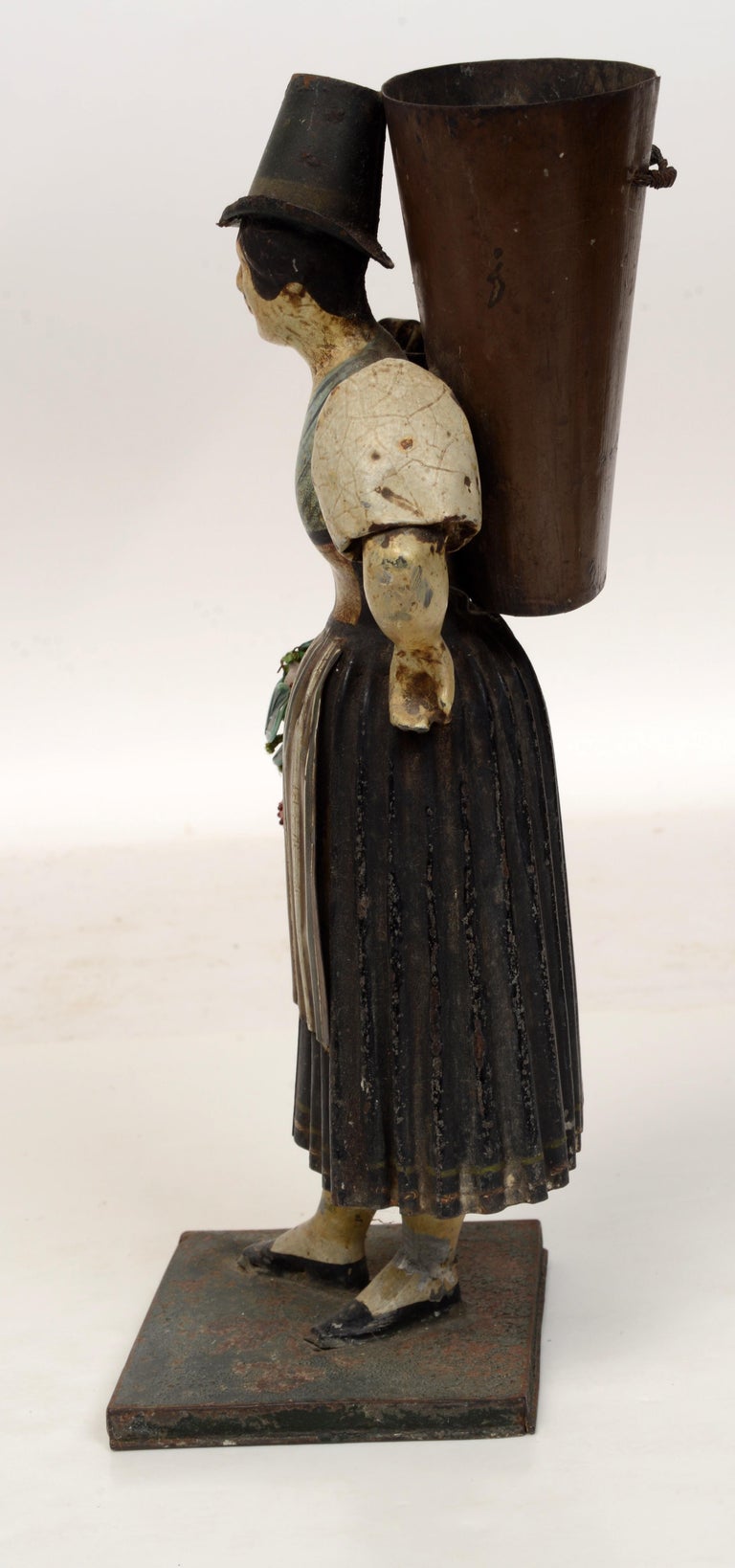 Pair of Tyrolean, Polychrome Painted Tole Figures, with Original Paint ...