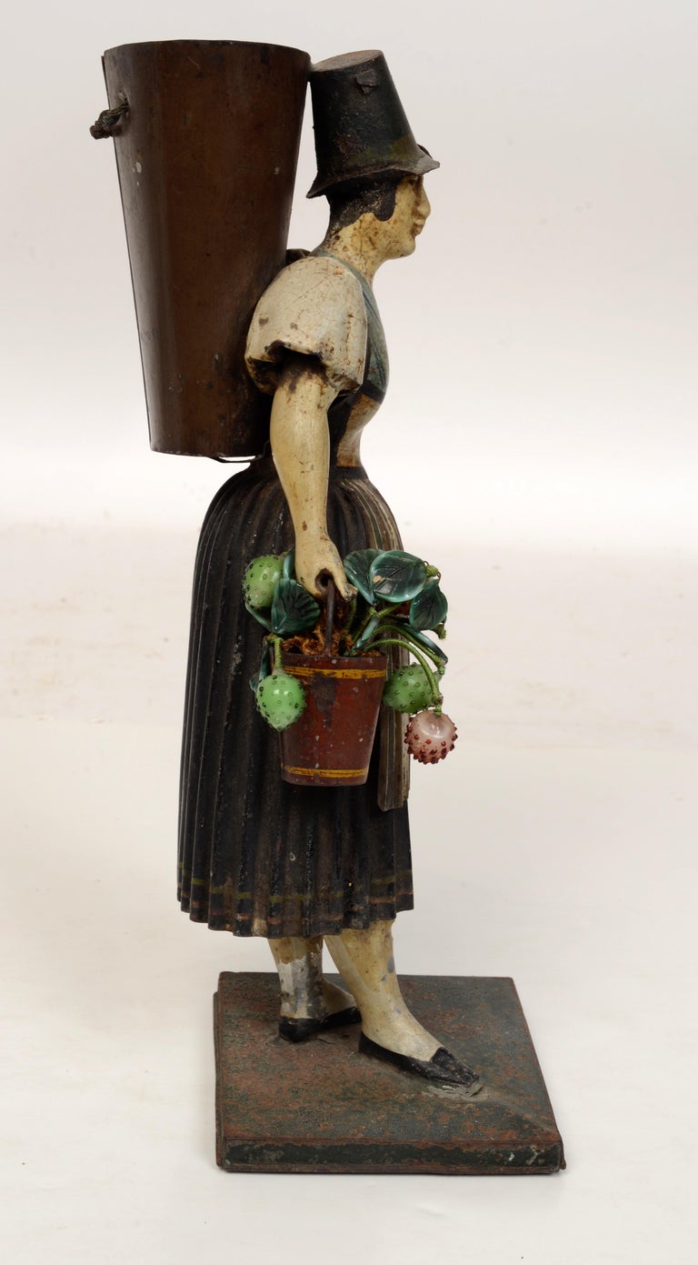 Pair of Tyrolean, Polychrome Painted Tole Figures, with Original Paint ...