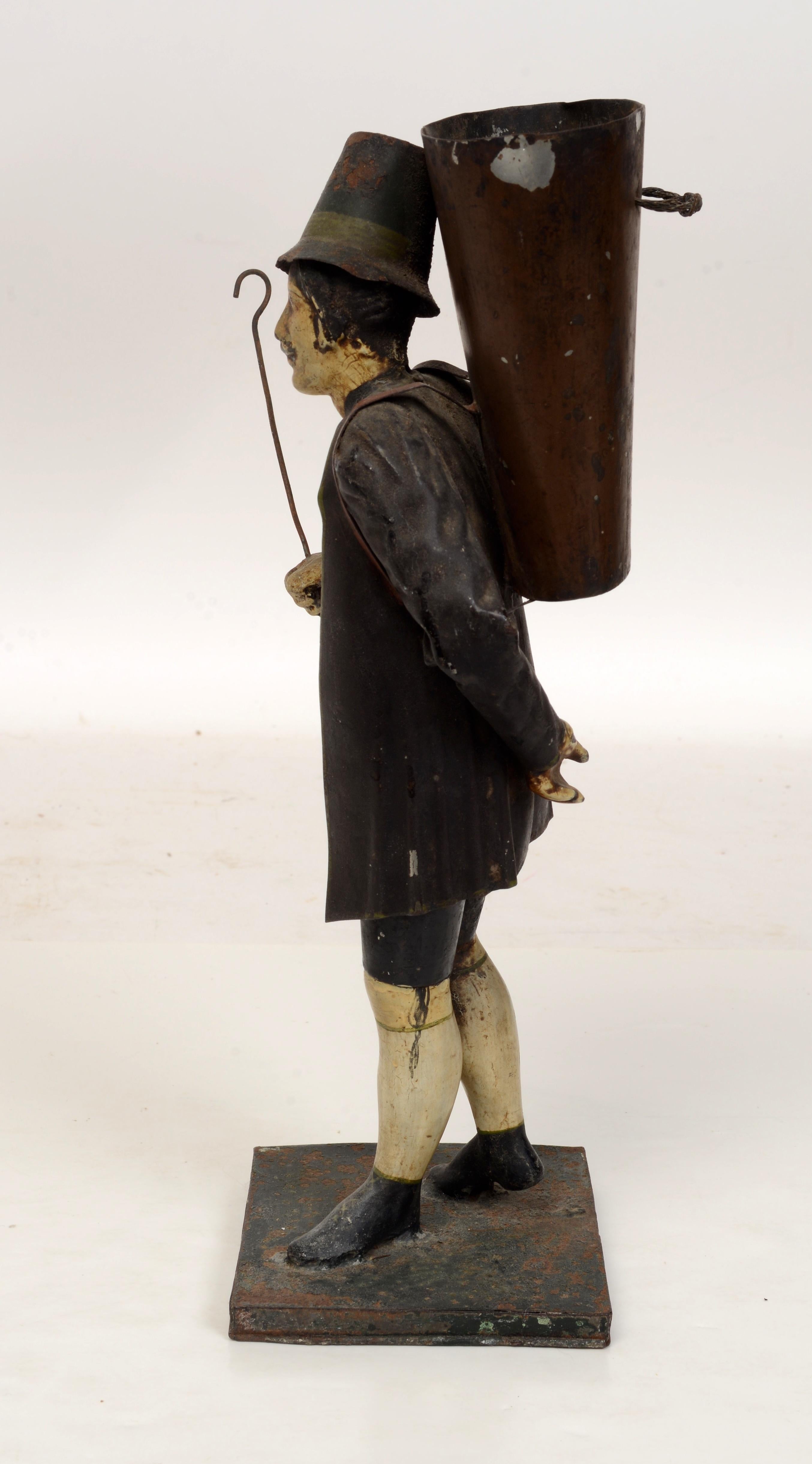Pair of Tyrolean, Polychrome Painted Tole Figures, with Original Paint ...