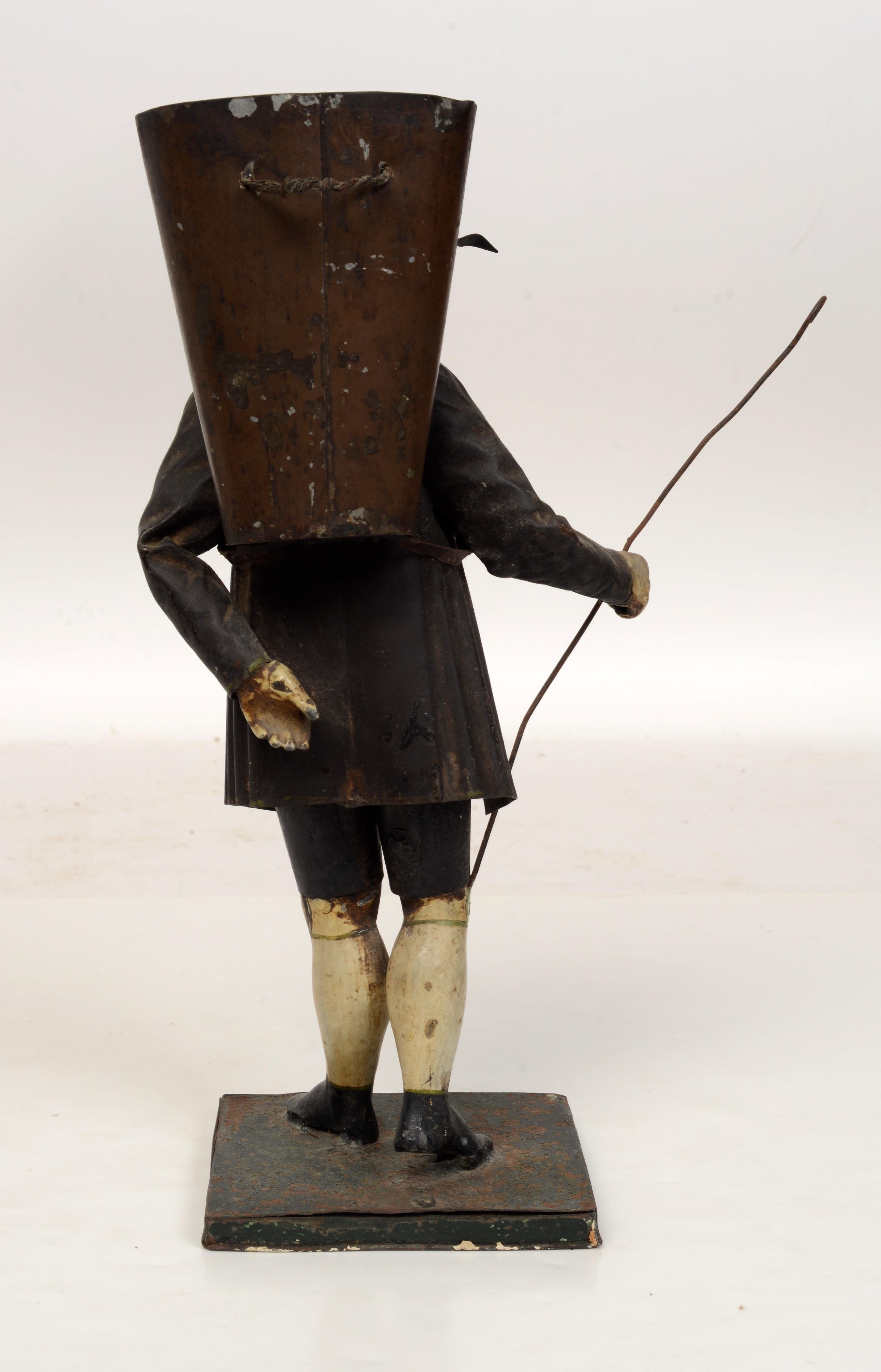 Pair of Tyrolean, Polychrome Painted Tole Figures, with Original Paint ...