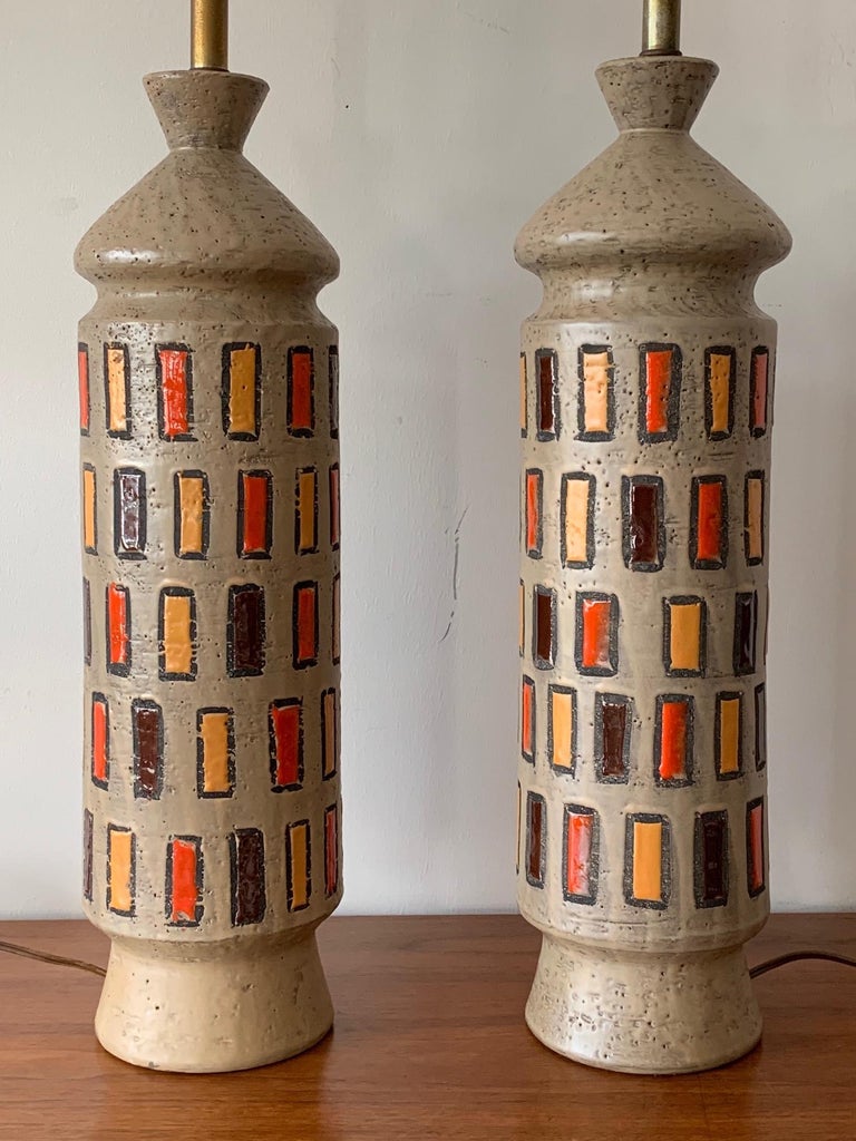 Pair of Unusual Bitossi Lamps For Sale at 1stDibs