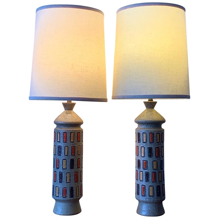Pair of Unusual Bitossi Lamps For Sale at 1stDibs