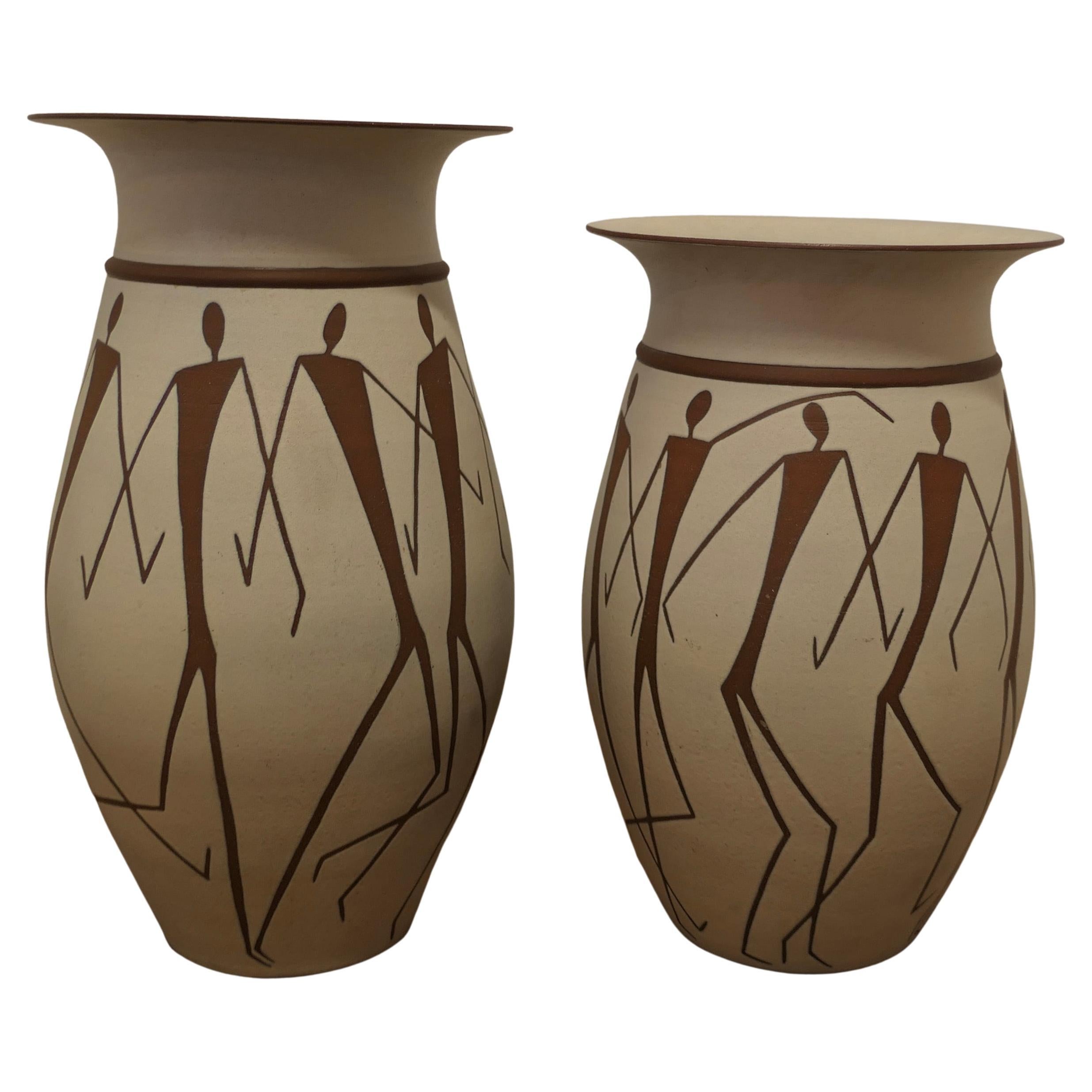 Pair of Very Large Handmade Silsal Ceramic Vases For Sale at 1stDibs