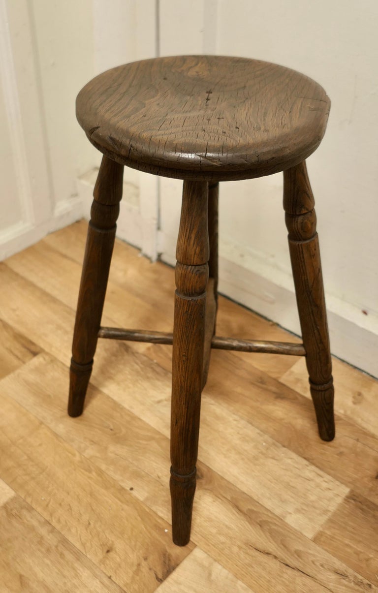 Pair of Victorian Ash and Elm Farmhouse Kitchen Stools For Sale at 1stDibs