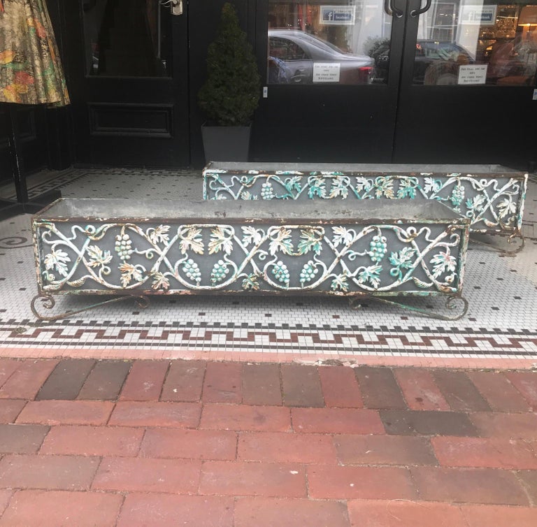 Pair of Victorian Cast Iron Long Planters at 1stDibs