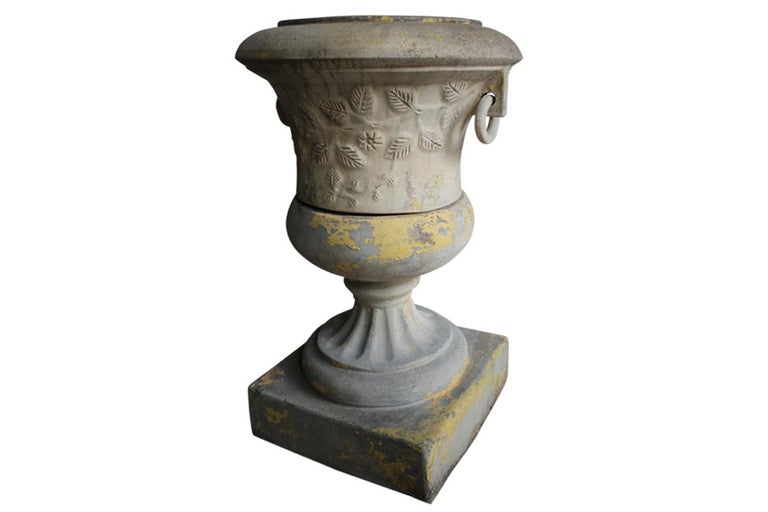 Pair of Victorian Clay Garden Urns on Pedestals at 1stDibs