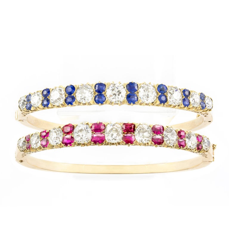 Pair of Victorian Gem-Set Bangles For Sale at 1stDibs