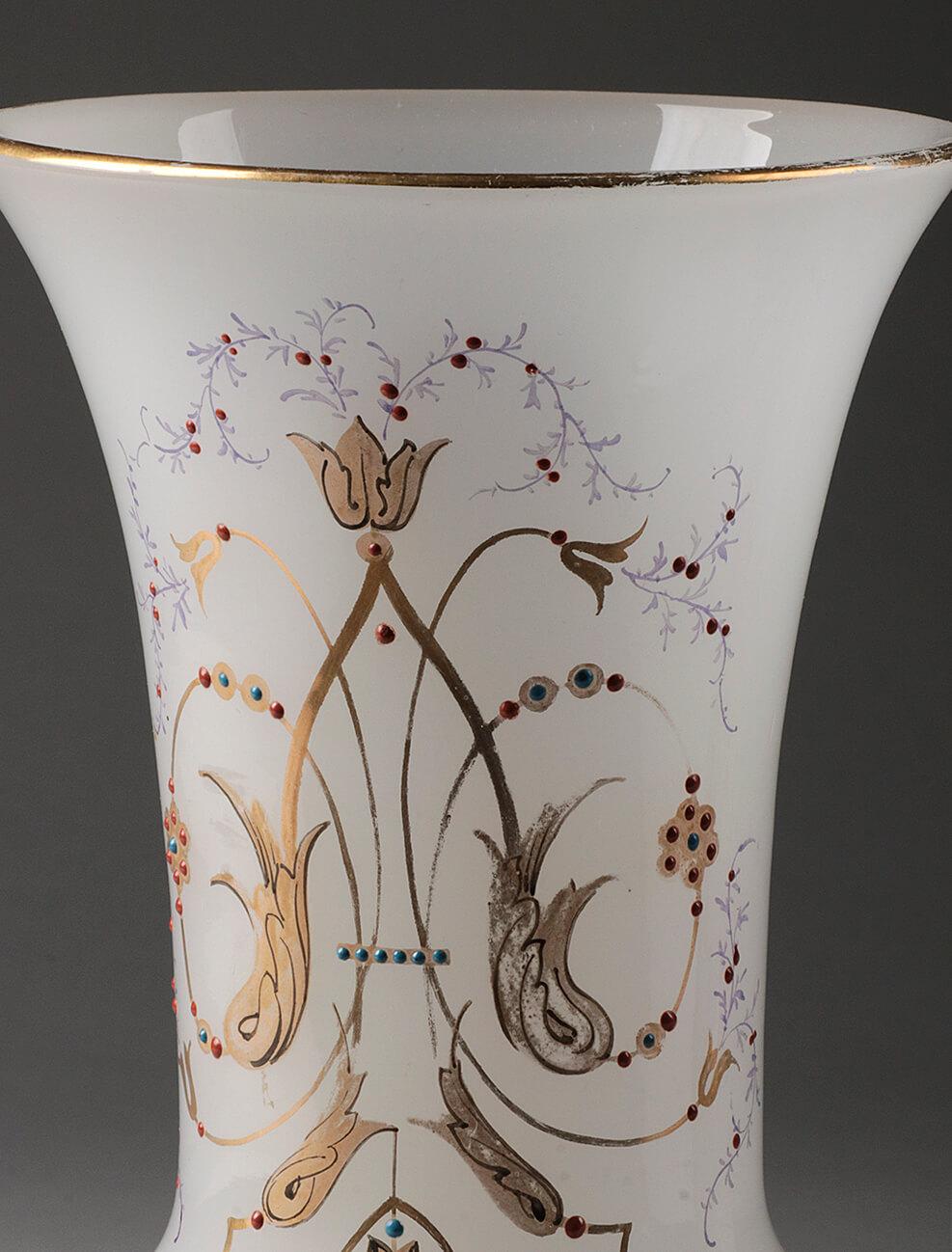 Pair of Victorian Opaline Glass Hand Painted Vases from circa 1880 at 1stDibs | what is opaline ...