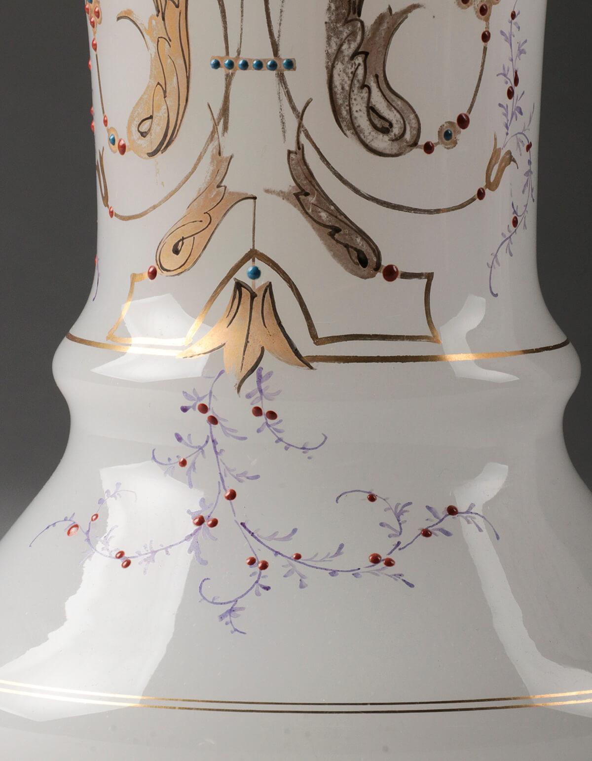 Pair of Victorian Opaline Glass Hand Painted Vases from circa 1880 at 1stDibs | what is opaline ...