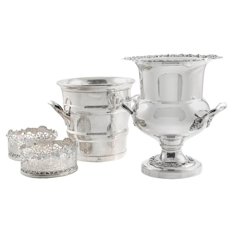 Pair of Victorian Silverplate Wine Bottle Coasters by Martin and Hall ...