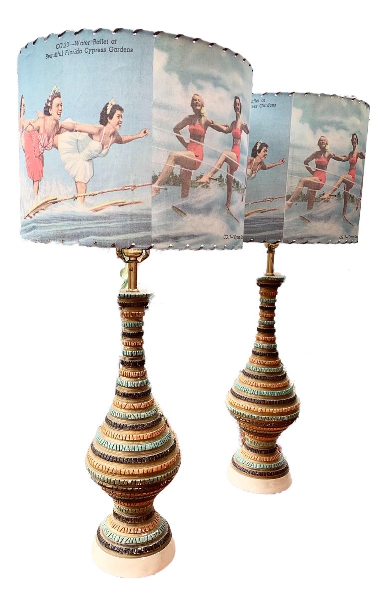 Pair of Vintage, 1950's Chalk Ware Table Lamps at 1stDibs