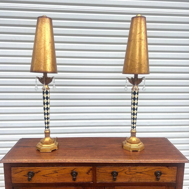 Pair of Vintage 1980s Berman Harlequin Table Lamps For Sale at 1stDibs