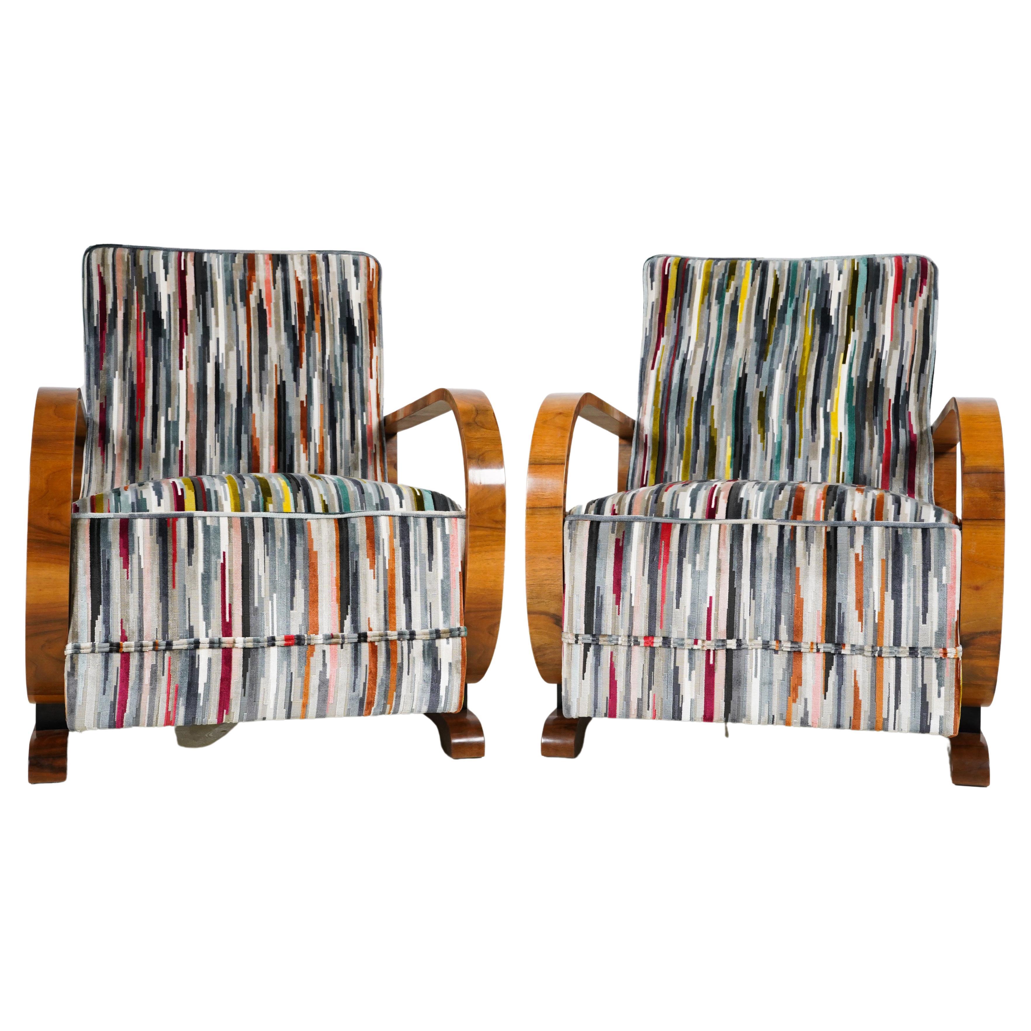 Restored "President's" Art Deco Stick Rattan Lounge Chair with U Shaped ...