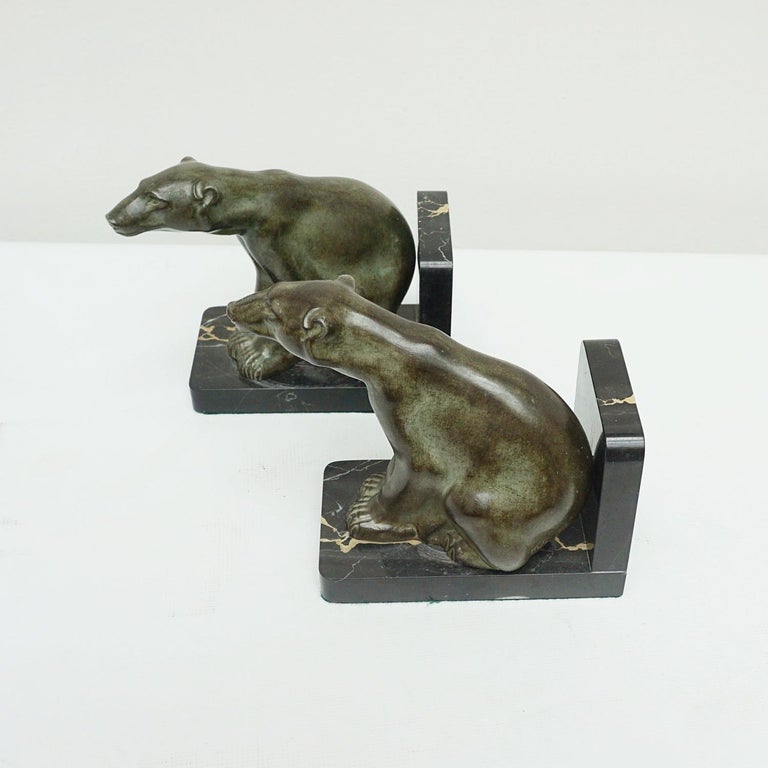 Pair of Vintage Art Deco Polar Bear Bookends, Circa 1930 at 1stDibs
