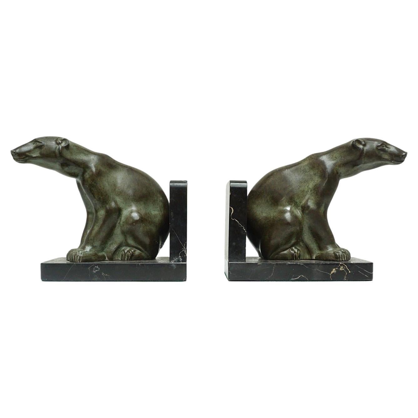 Pair of Vintage Art Deco Polar Bear Bookends, Circa 1930 at 1stDibs