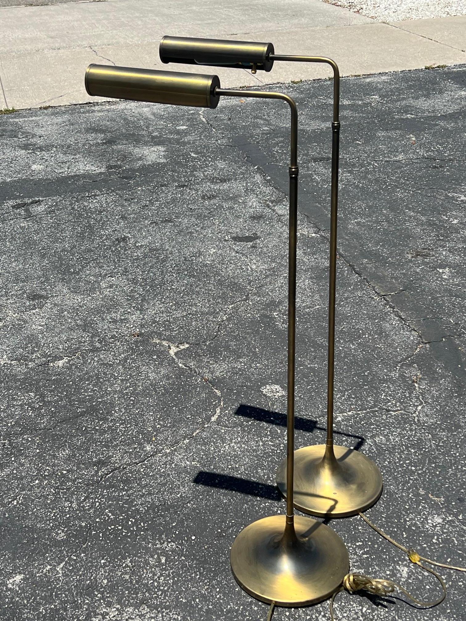 A Pair Of Vintage Brass Reading Lamps For Sale at 1stDibs