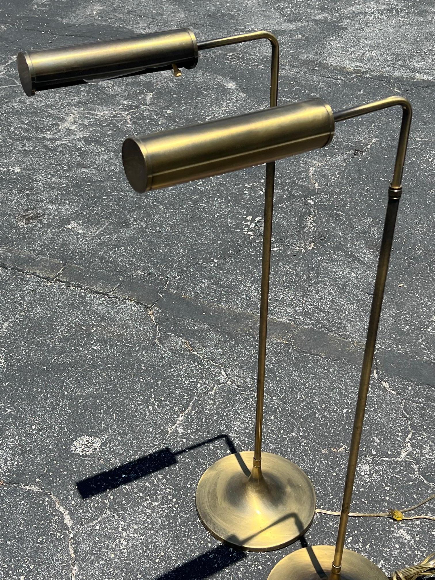 A Pair Of Vintage Brass Reading Lamps For Sale at 1stDibs