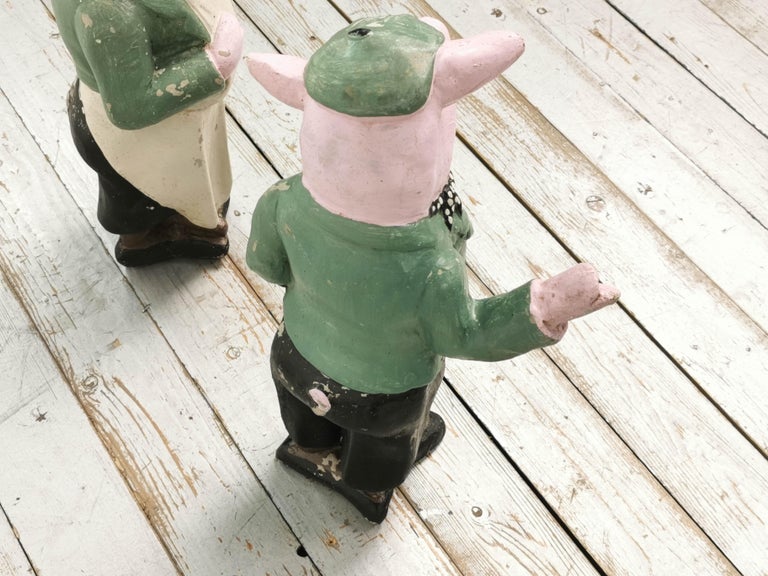 Pair of Vintage Early 20th Century Butchers Shop Pig Display Models For ...