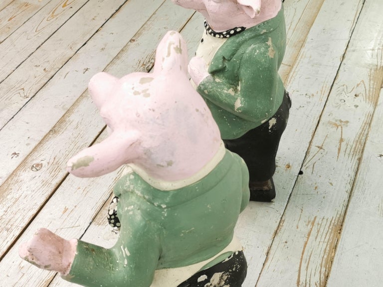 Pair of Vintage Early 20th Century Butchers Shop Pig Display Models For ...
