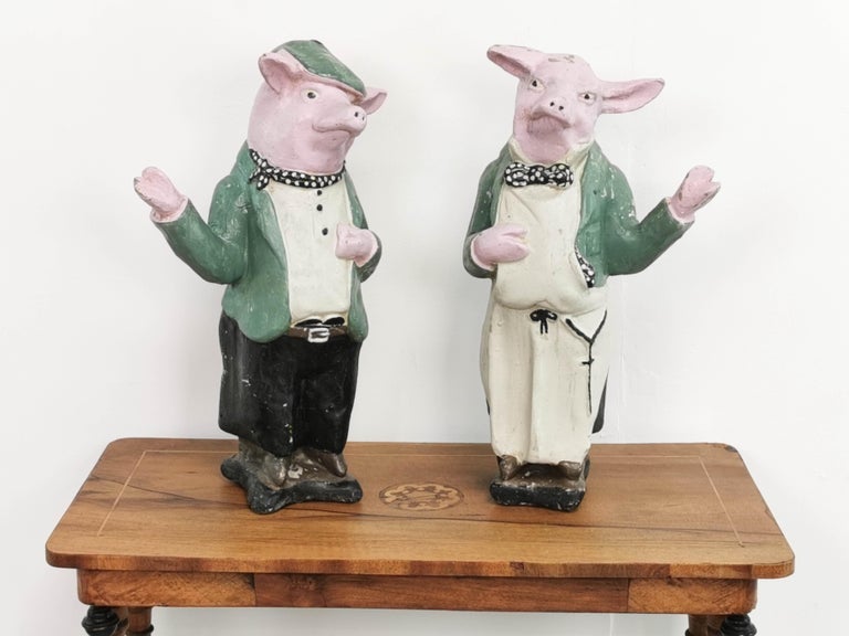 Pair of Vintage Early 20th Century Butchers Shop Pig Display Models For ...