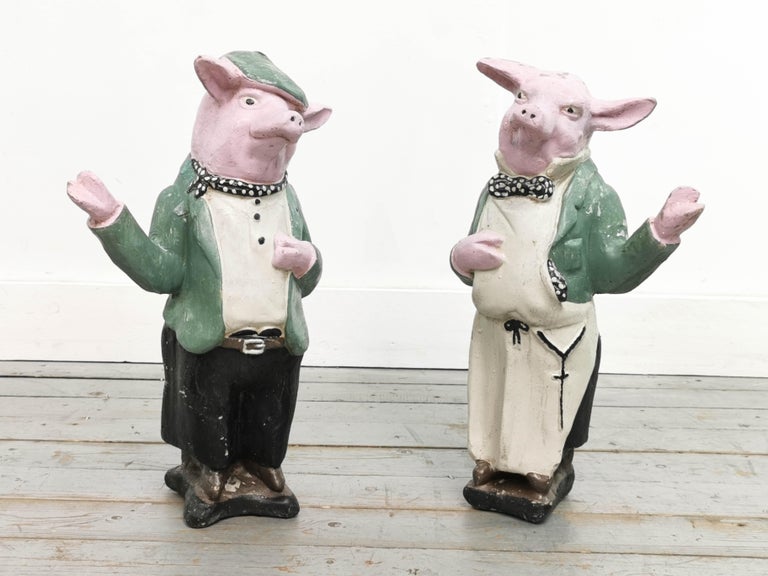 Pair of Vintage Early 20th Century Butchers Shop Pig Display Models For ...