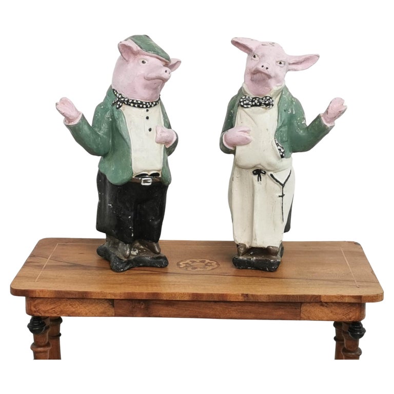 Pair of Vintage Early 20th Century Butchers Shop Pig Display Models For ...