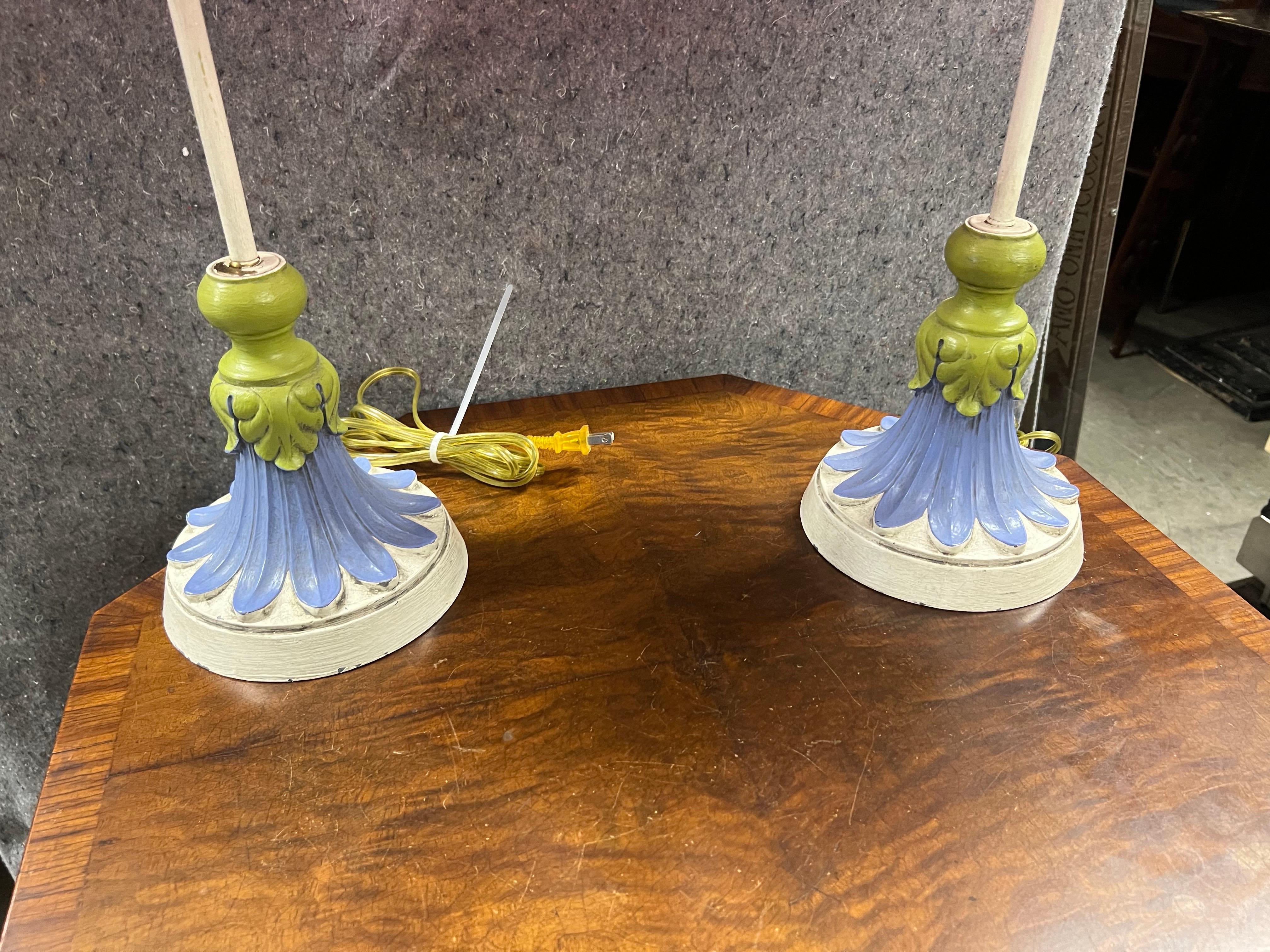 A pair of Vintage Hand Painted Whimsical Berman Lamps For Sale at 1stDibs