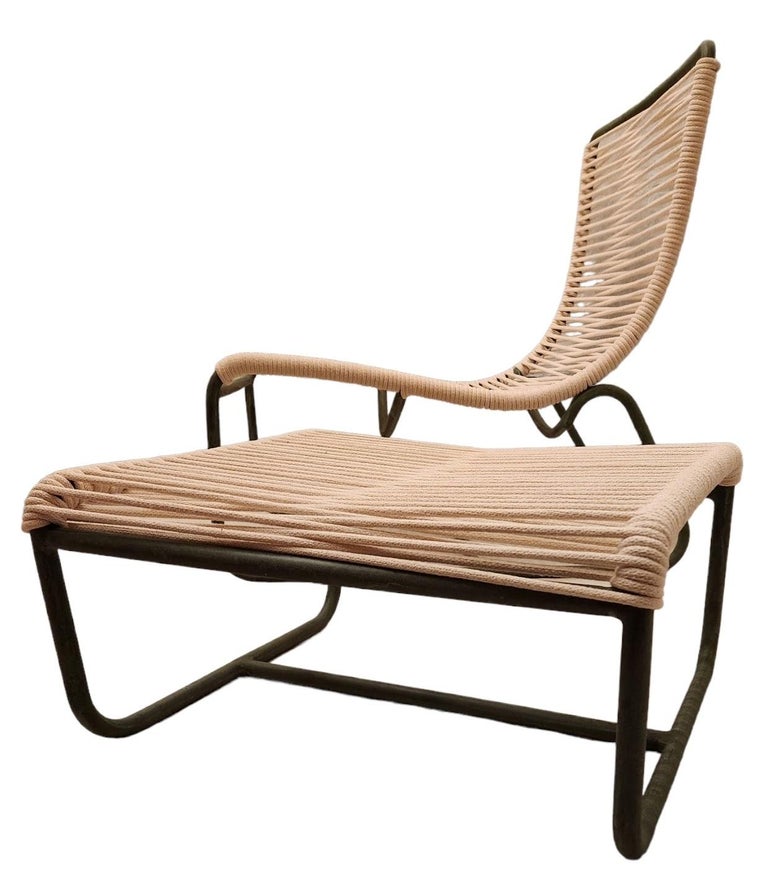 A Pair of Walter Lamb Sleigh Chairs and Ottomans for Brown Jordan c ...