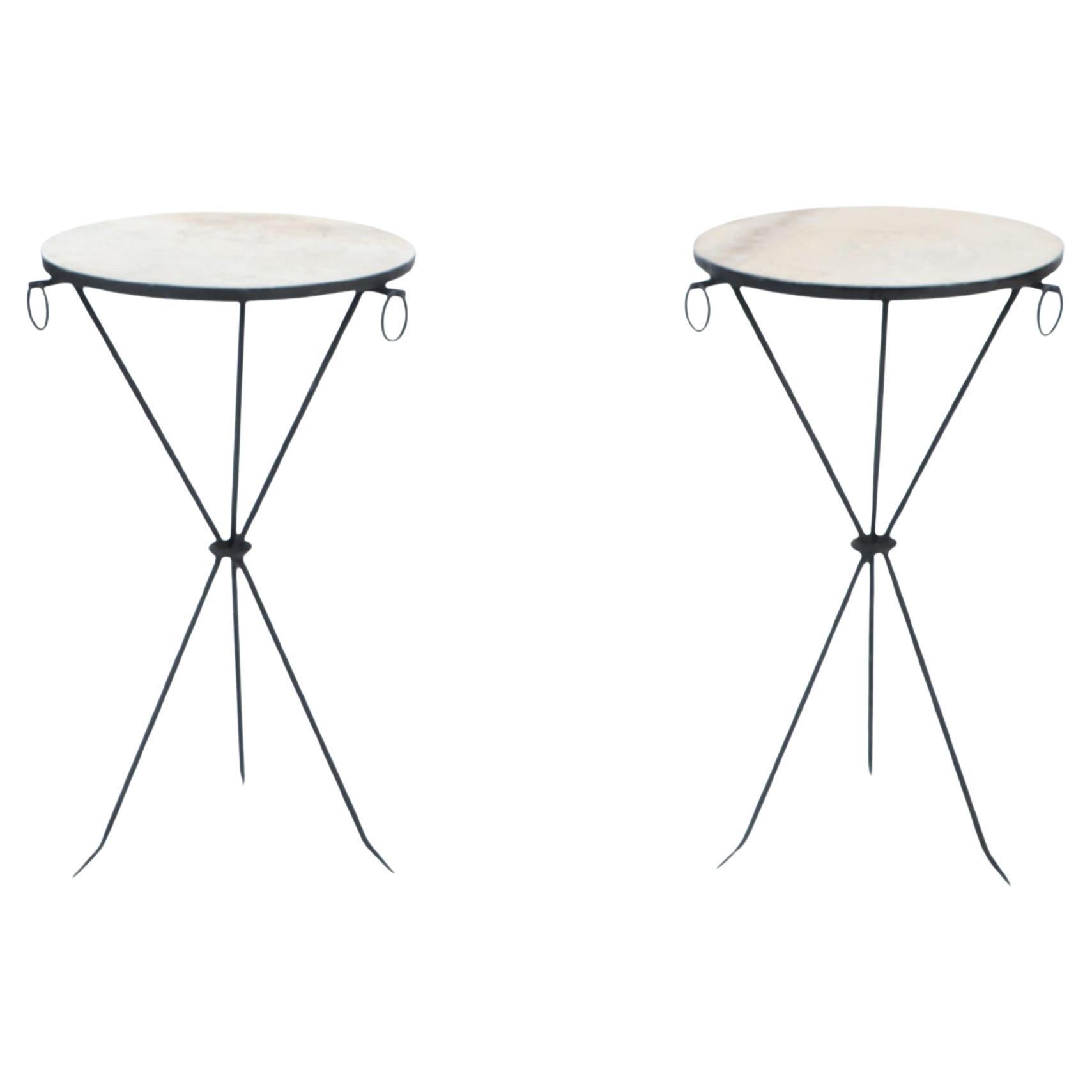 Pair of Wrought Iron and Brass Drink Tables, Contemporary at 1stDibs